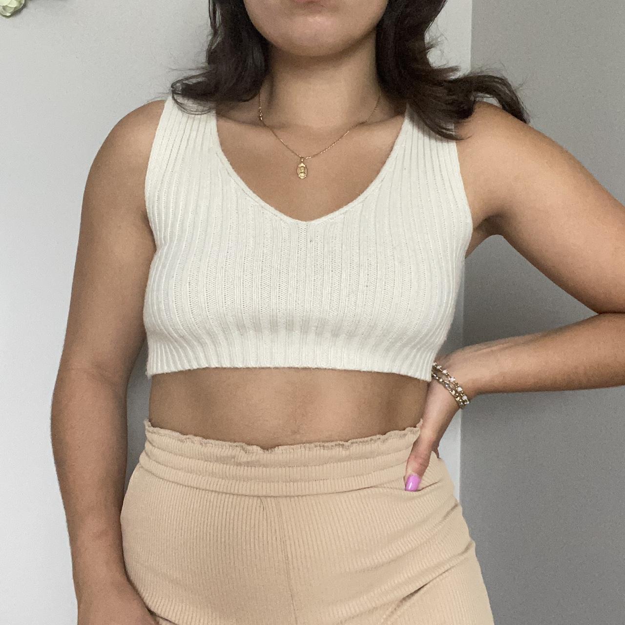 knit crop top #tank #croptop #cream #comfy #summer - Depop