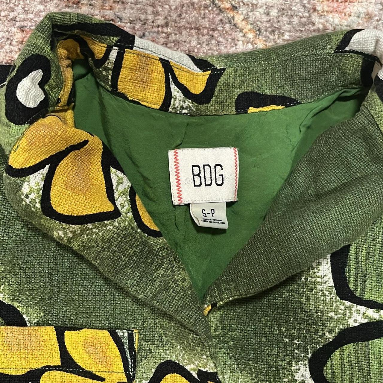 BDG Men's Green and Yellow Shirt | Depop