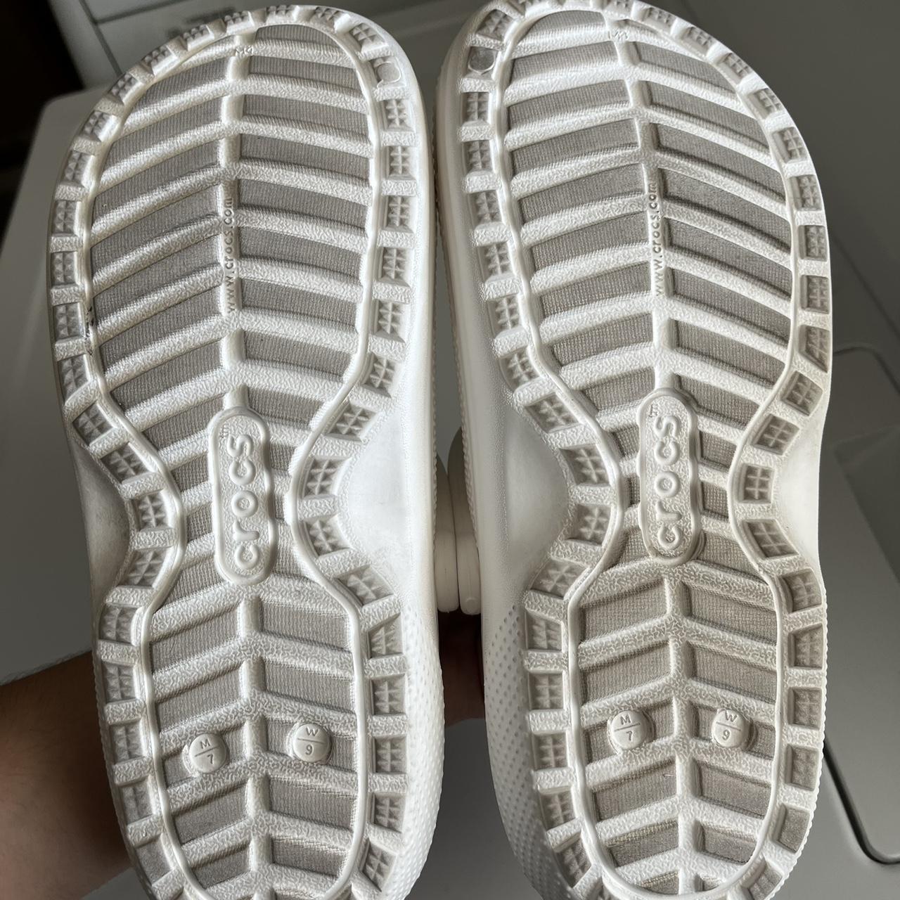 white fuzzy Crocs 🐇 - used w very minor scuffs on... - Depop