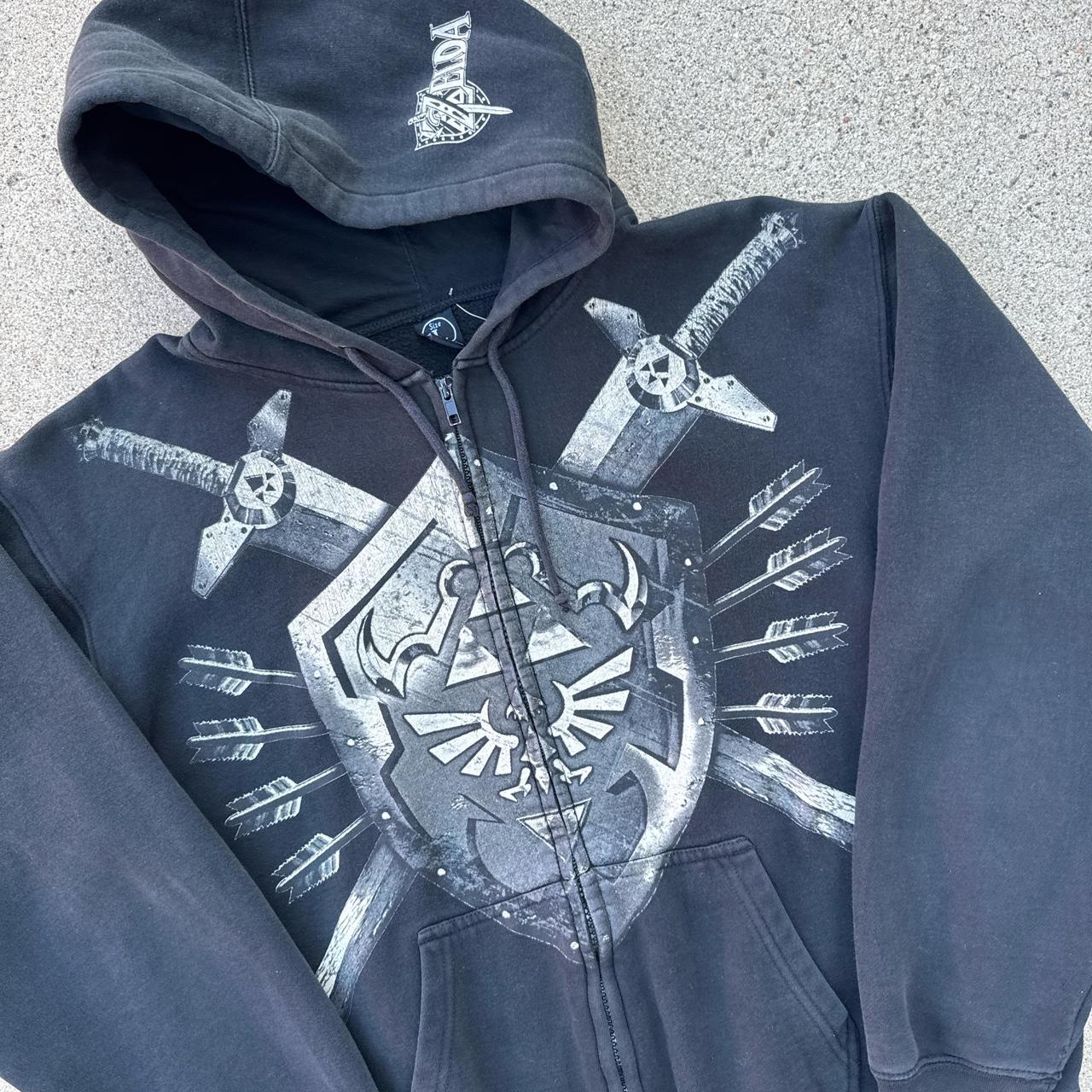 y2k Style Goth Emo Legends of Zelda Full Zip Hoodie... | Depop