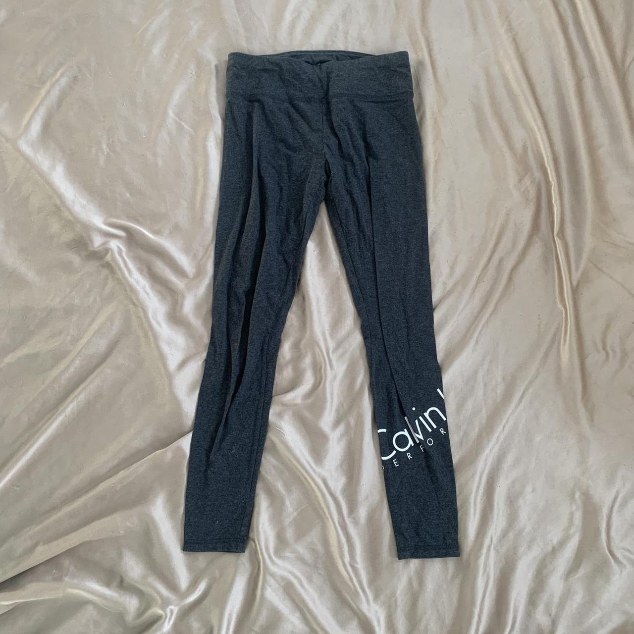 Gray Calvin Klein Athletic Leggings cotton/spandex... - Depop