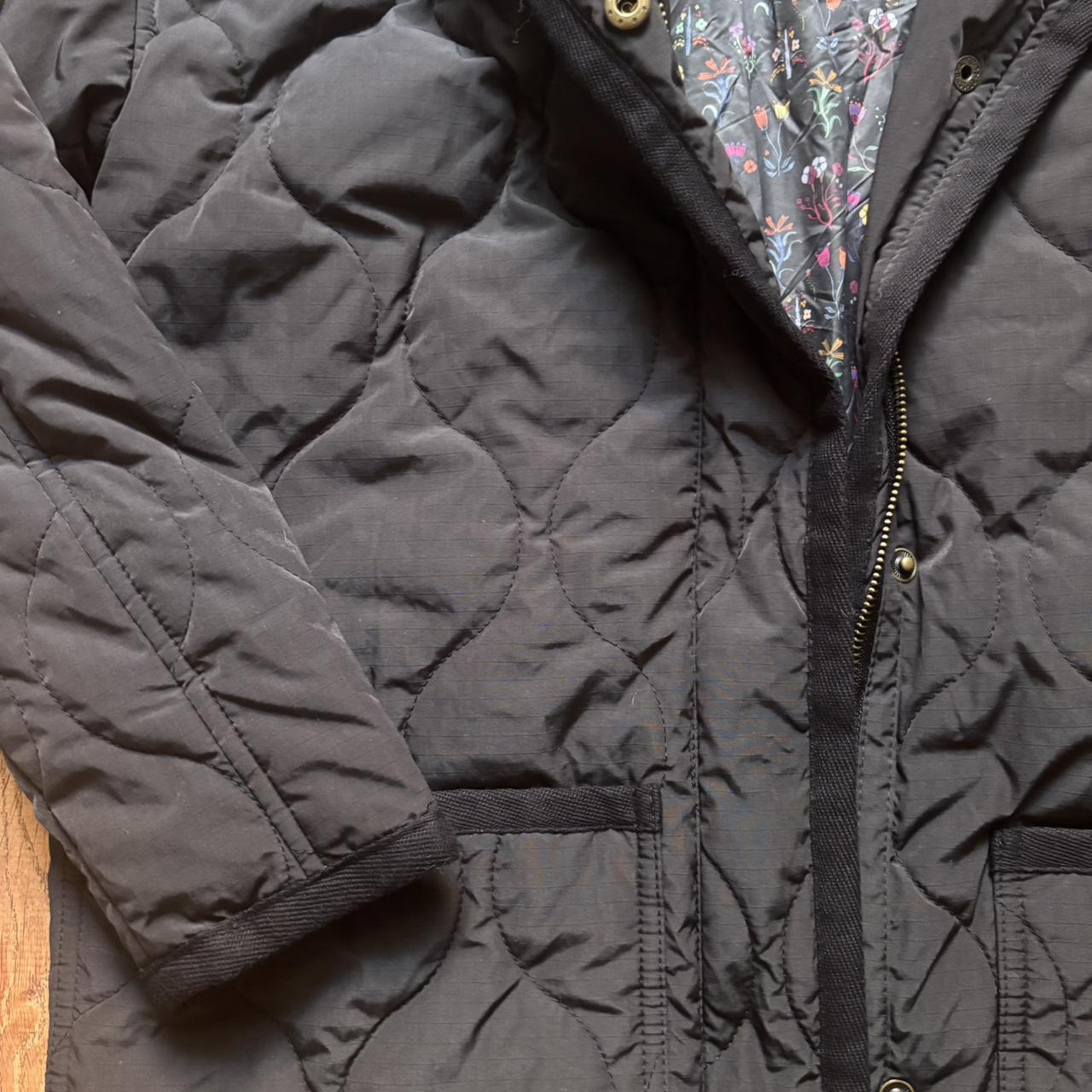 Marine Layer XS black quilted coat with floral... - Depop