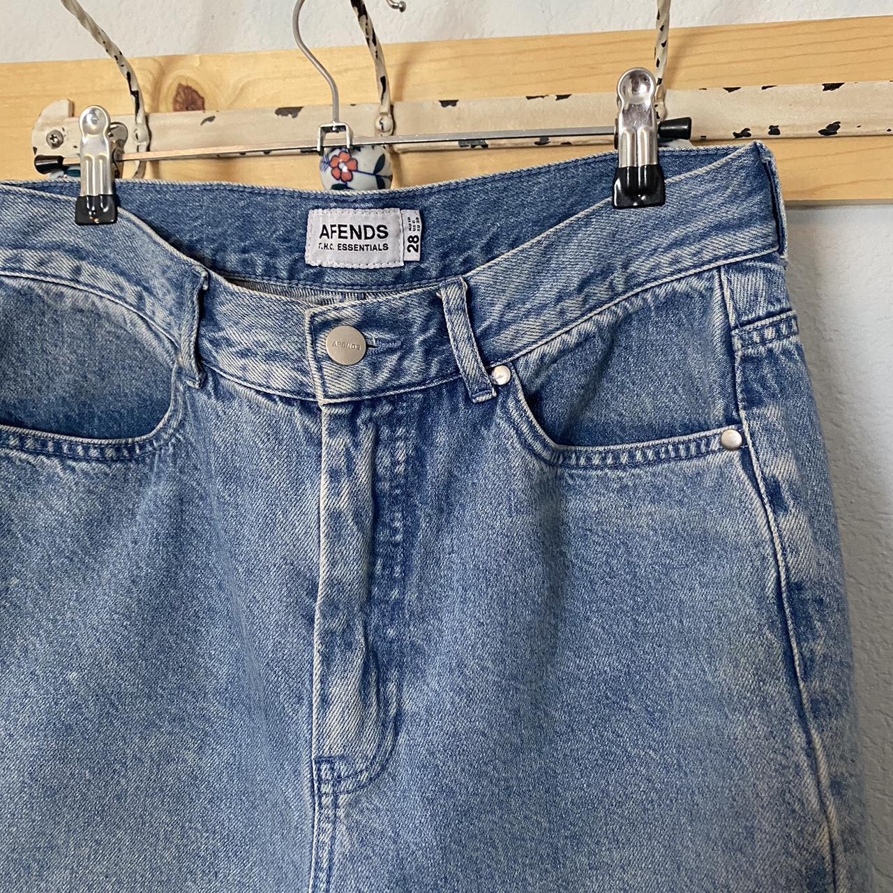 Afends Jeans Blue hemp denim high-waisted wide-leg... | Depop