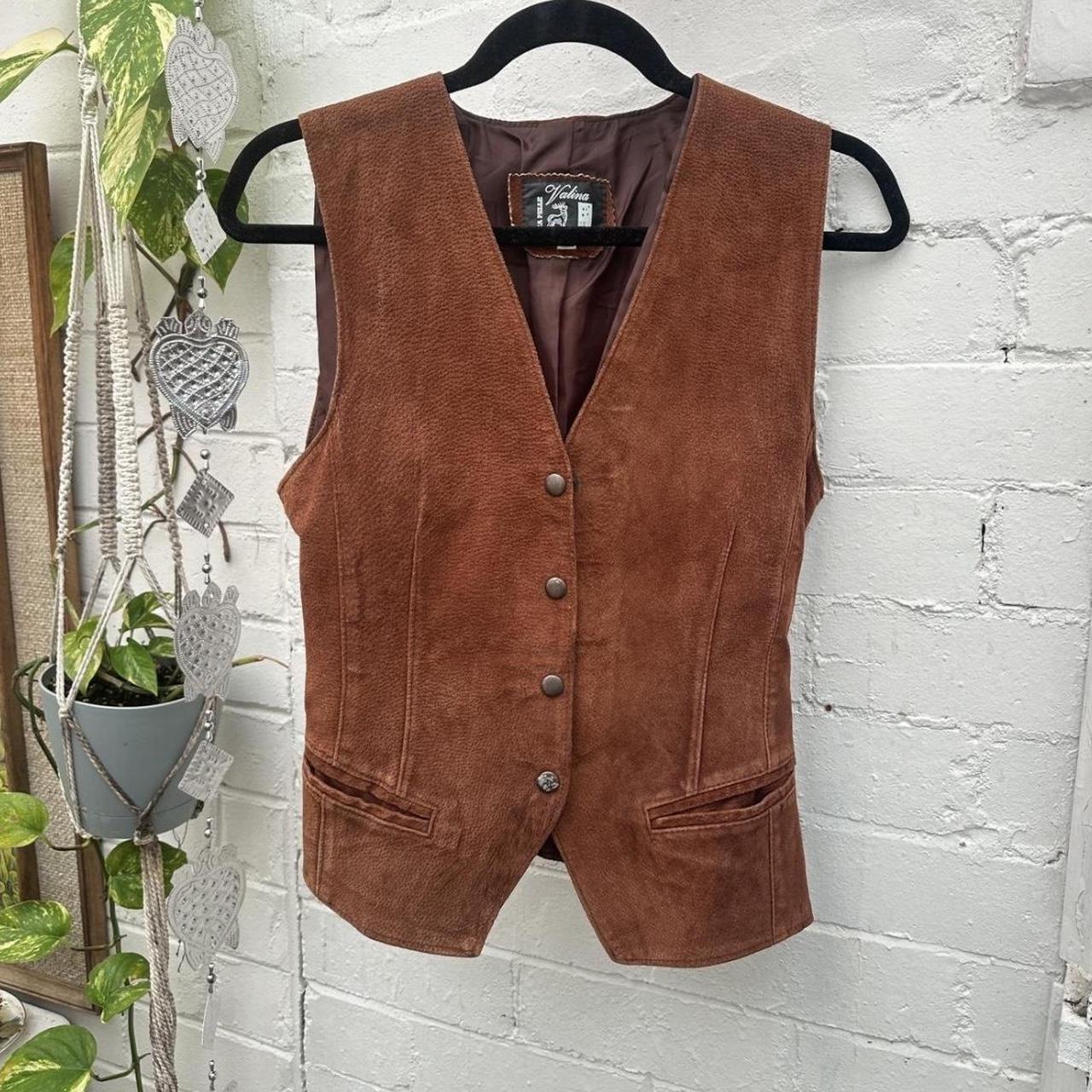 Insane suede vest, clasp buttons with adjustable... - Depop