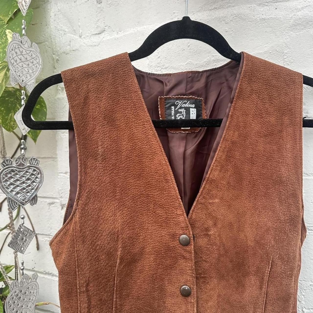 Insane suede vest, clasp buttons with adjustable... - Depop