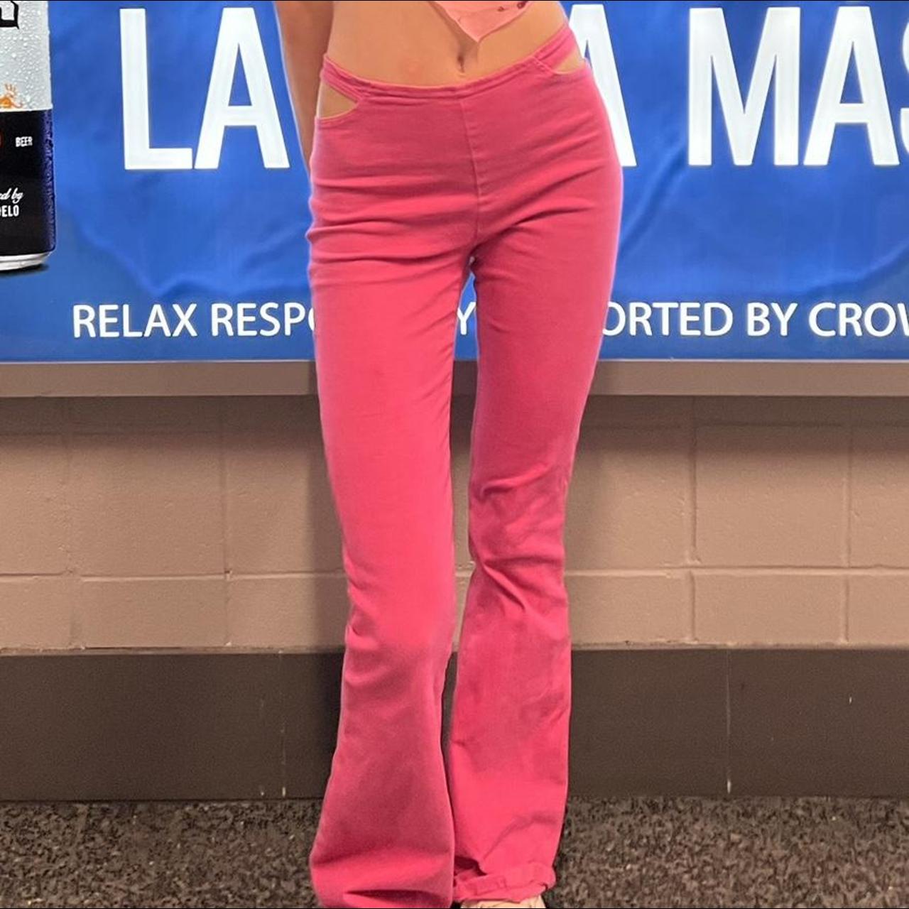 Edikted pink flair pants - size small They zip up... - Depop