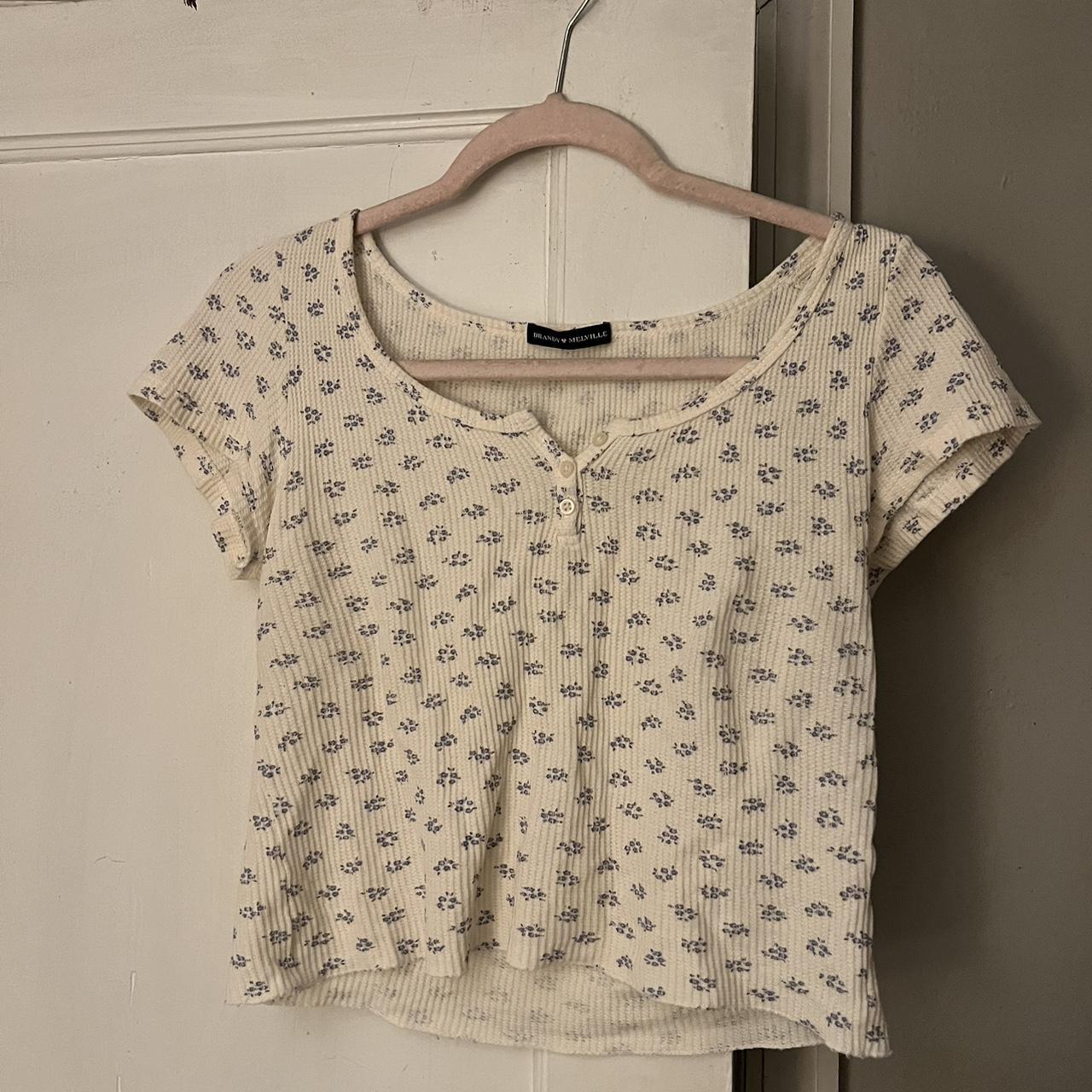 brandy Melville floral baby tee - Depop