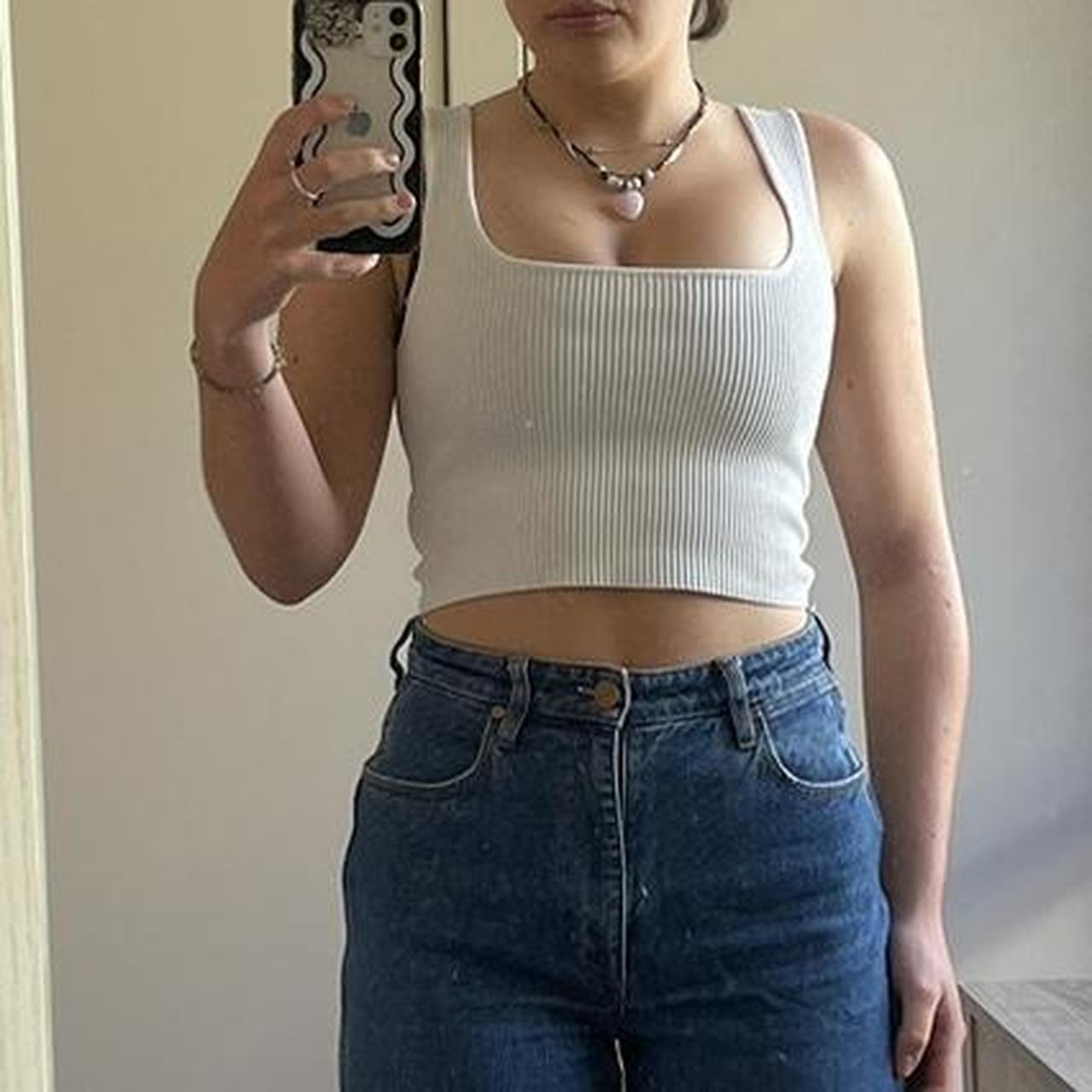 Glassons white tank top Size small Worn a few... - Depop