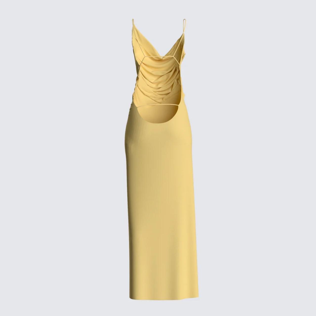 Finesse yellow Maxi Dress yellow asymmetrical open... - Depop