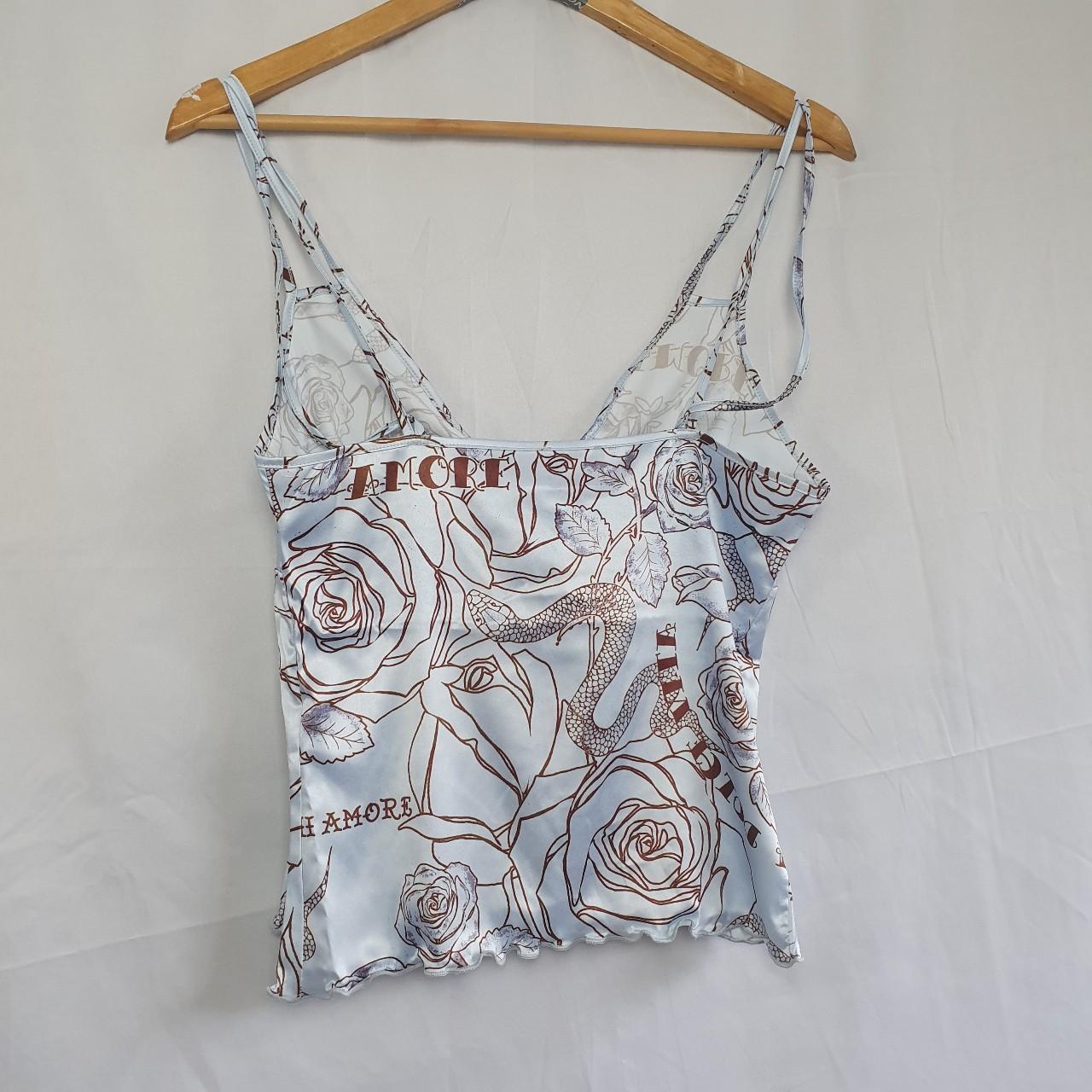 light blue graphic wavy front cami top asos... - Depop