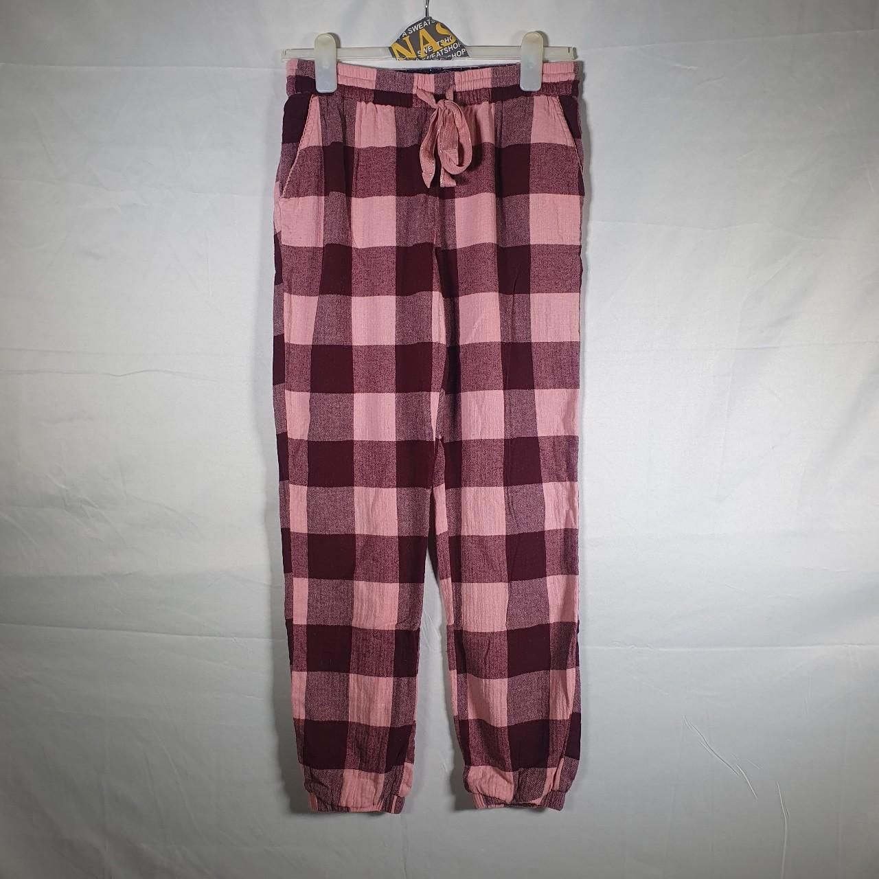 pink purple check fat face pj bottoms size... - Depop