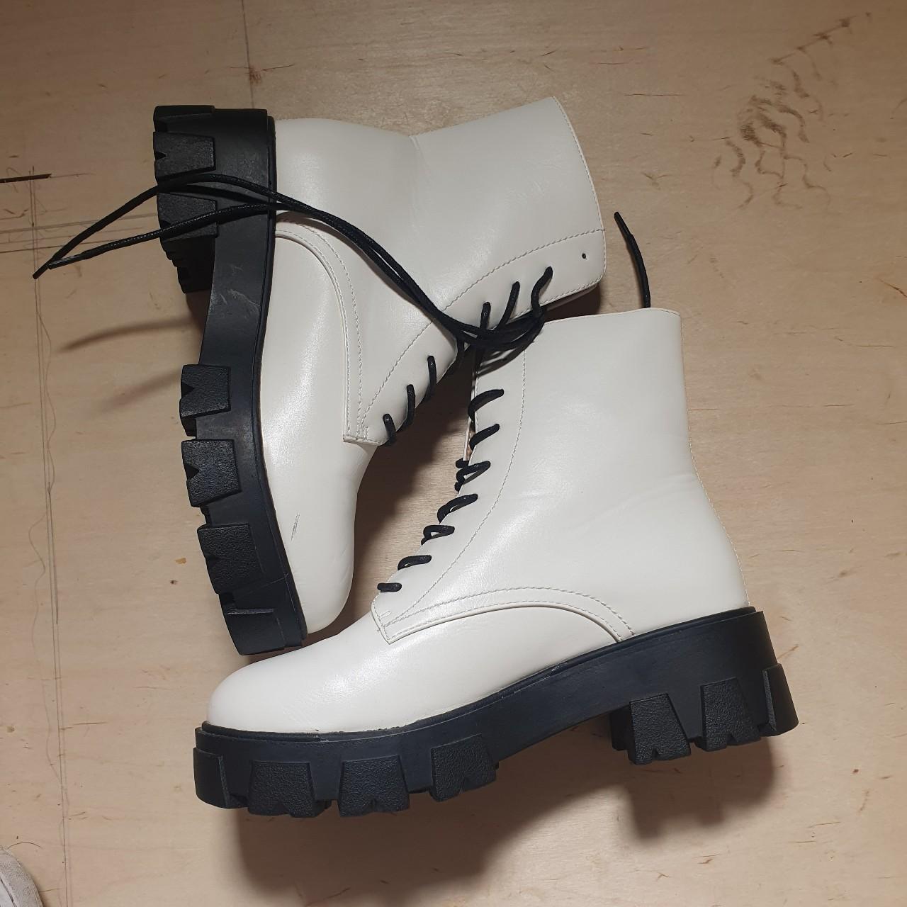 white platform chunky rave boots size 8 princess... - Depop