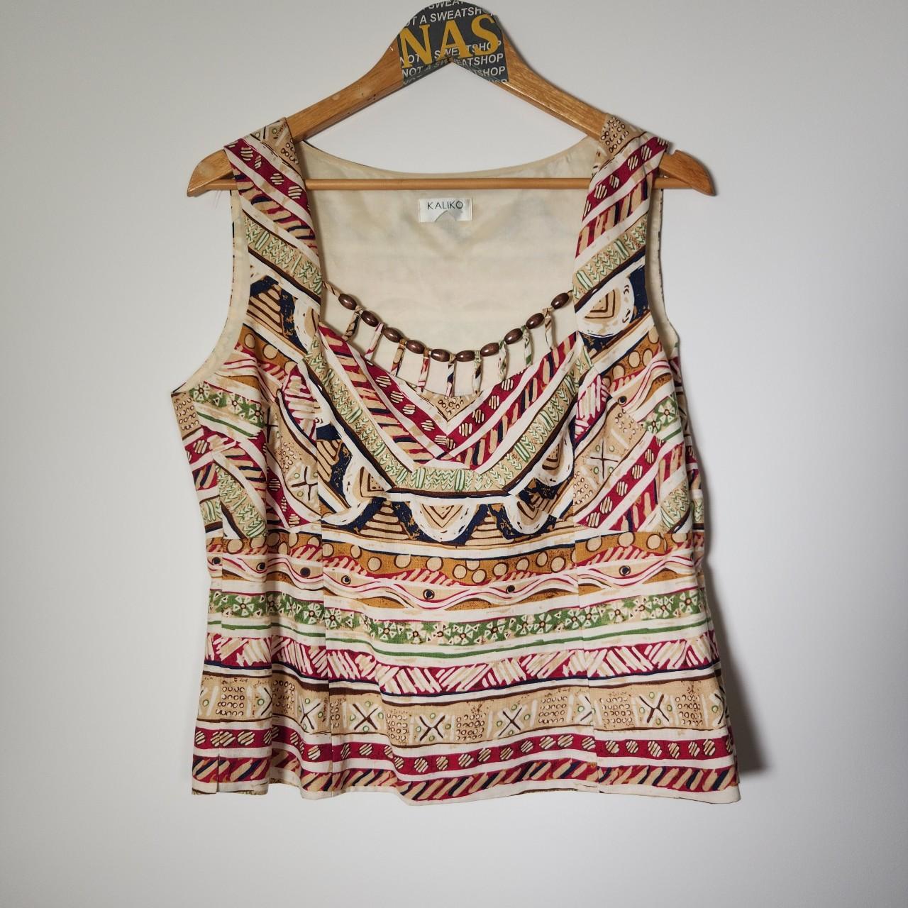 vintage boho kaliko skirt outfit co-ord top size... | Depop