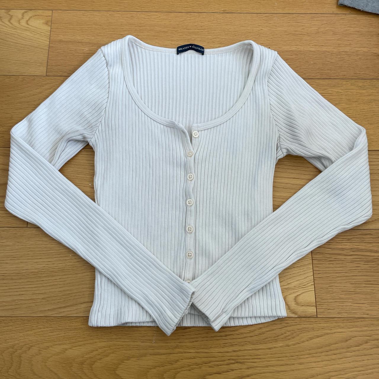 Beige ivory Brandy Melville cardigan Spring... | Depop