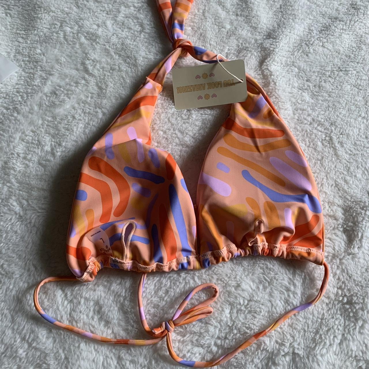Women's Orange and Blue Bikinis-and-tankini-sets | Depop