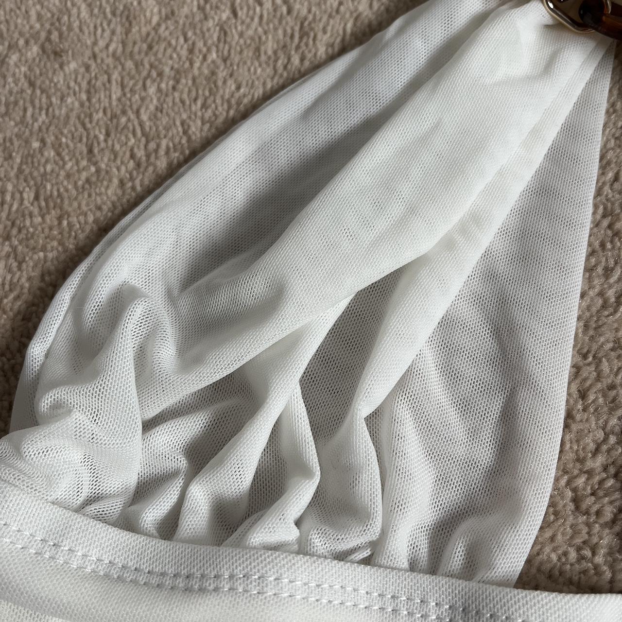 SHEIN sheer white mesh bodysuit. Material is quite... - Depop