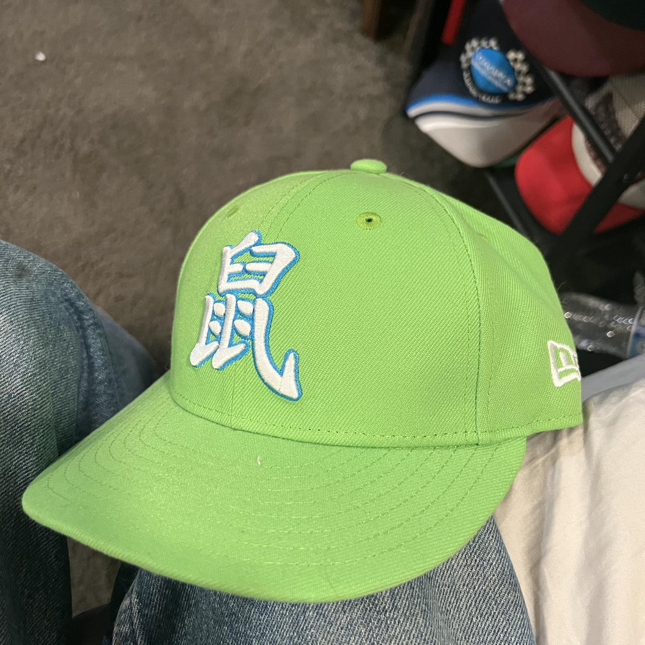STRAY RATS LIME GREEN 59FIFTY FITTED CAP SIZE 7... - Depop