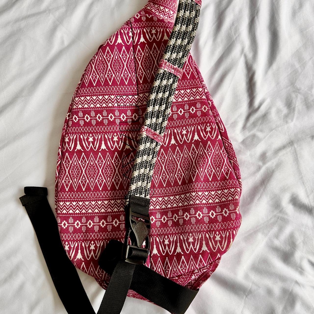 Kavu Rope Sling Bag - Pink/White Aztec Print In... - Depop
