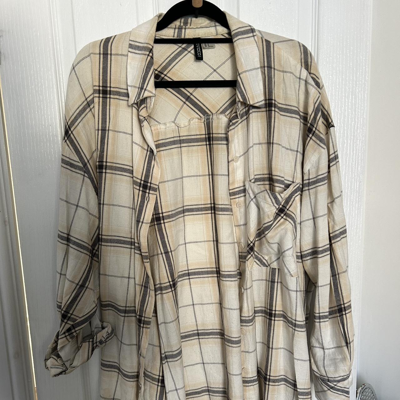 Cream flannel shirt - Oversized - Open to offers... - Depop