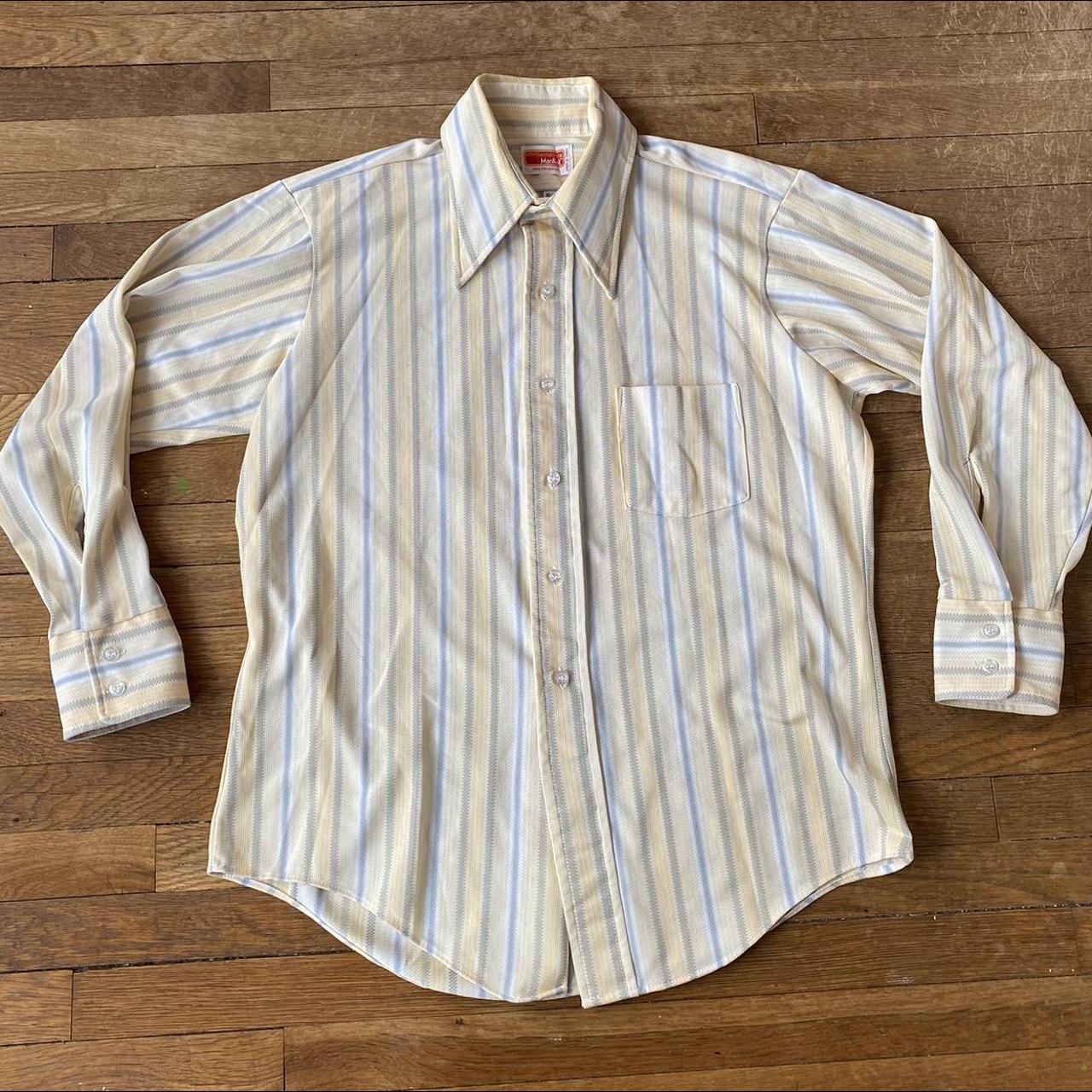 . 1970s vintage men’s striped button up Good... - Depop