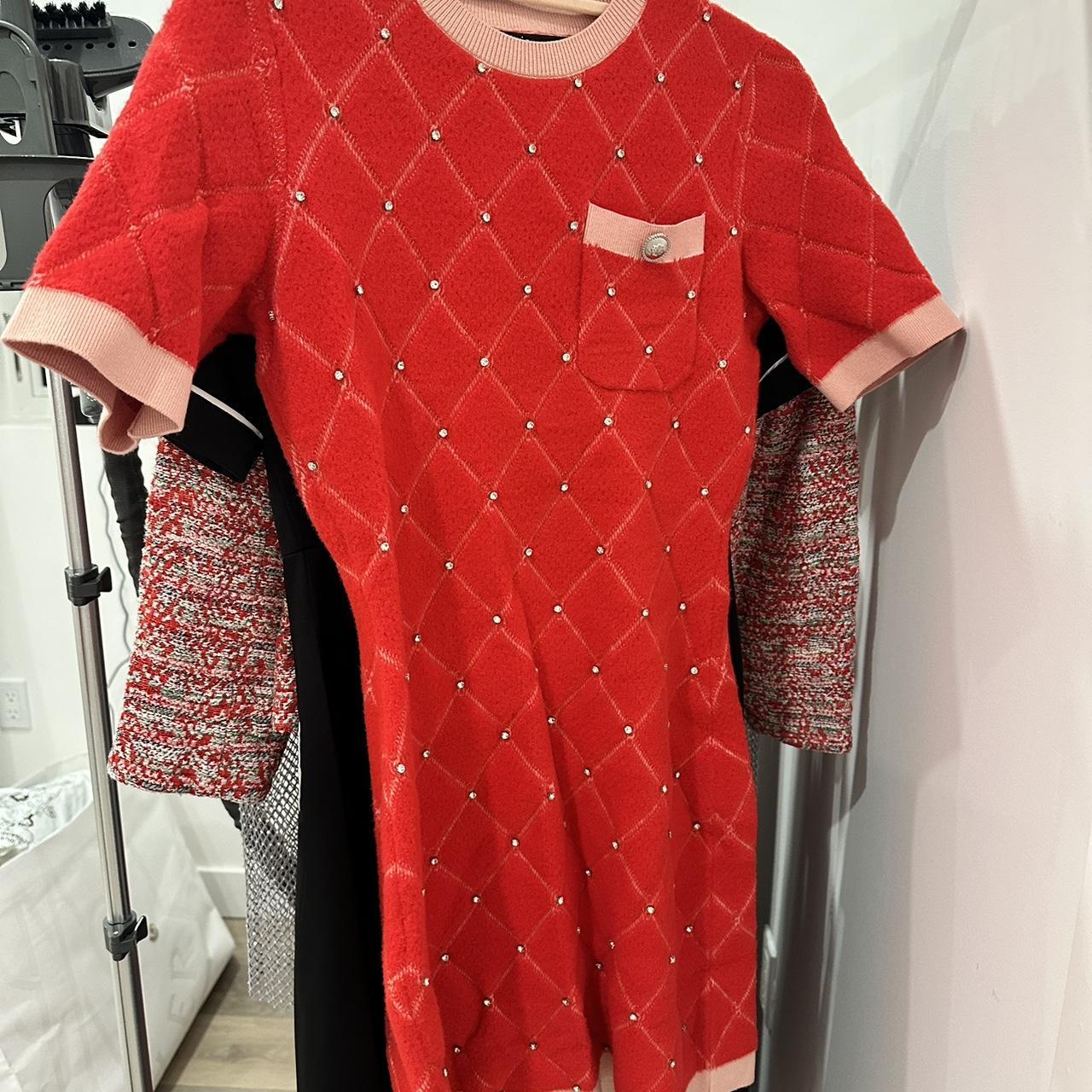 Maje teddy embellished red dress | size 36 | red wool - Depop