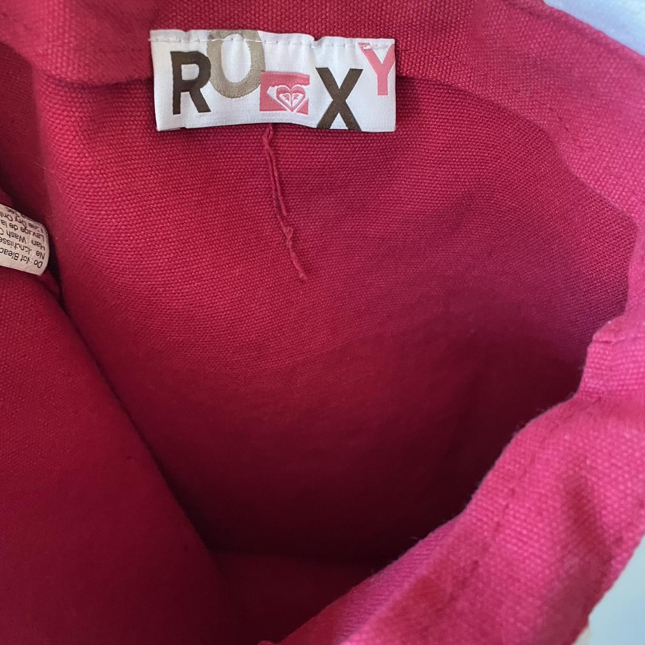 Small red Roxy tote bag with cream straps and... - Depop
