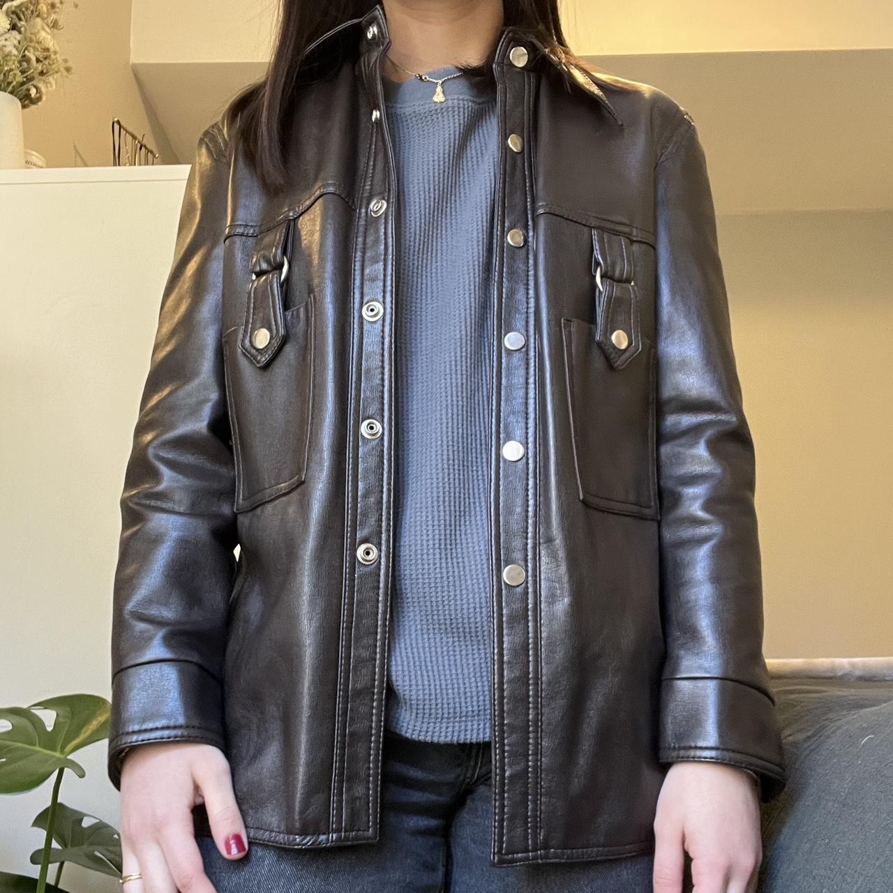 la scala vinyl leather jacket - Depop