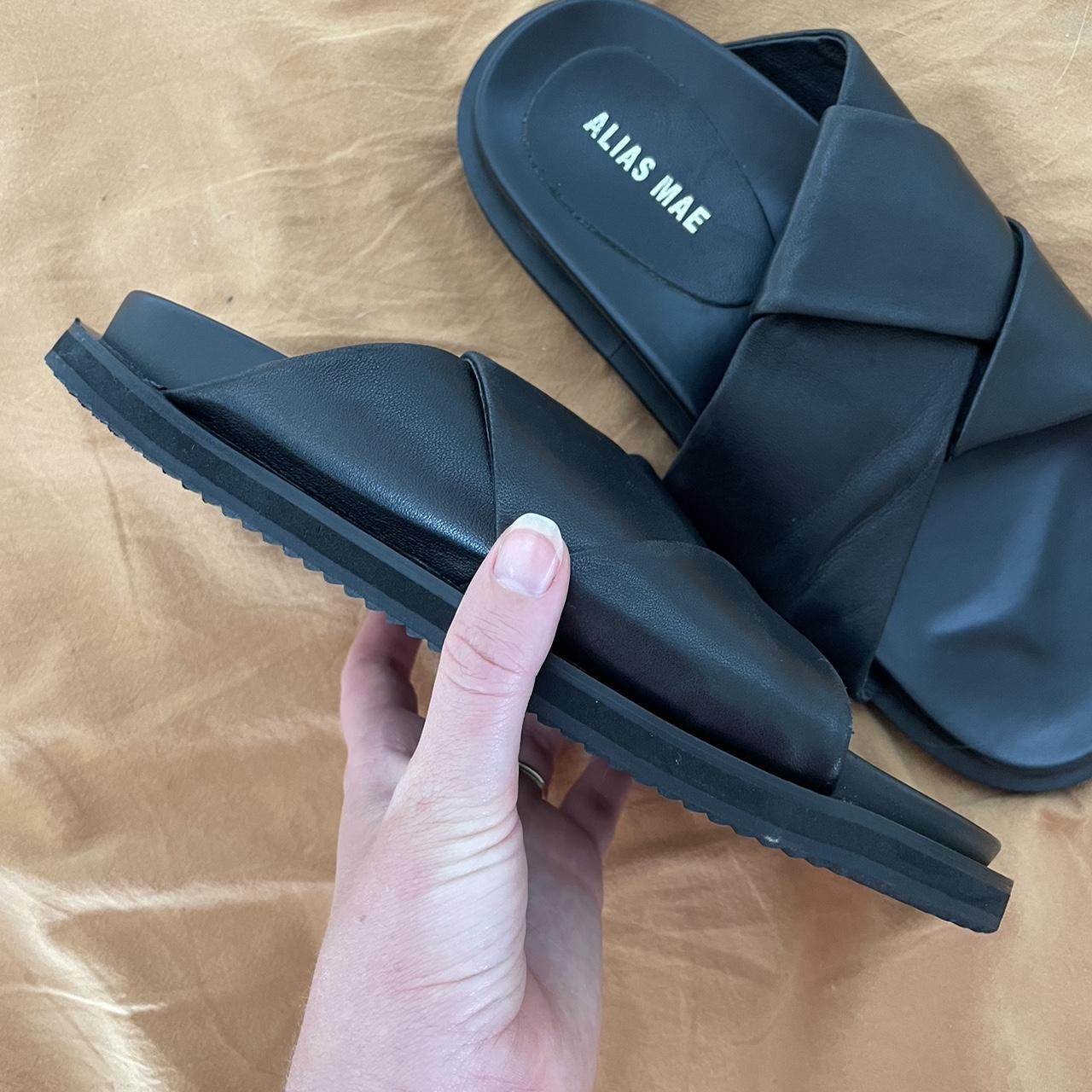 Alias Mae Solaris slides Black leather Size 36... - Depop