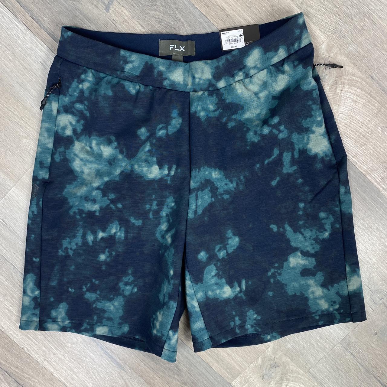 FLX Tie Dye 7” Knit Shorts Size Small Navy blue... - Depop