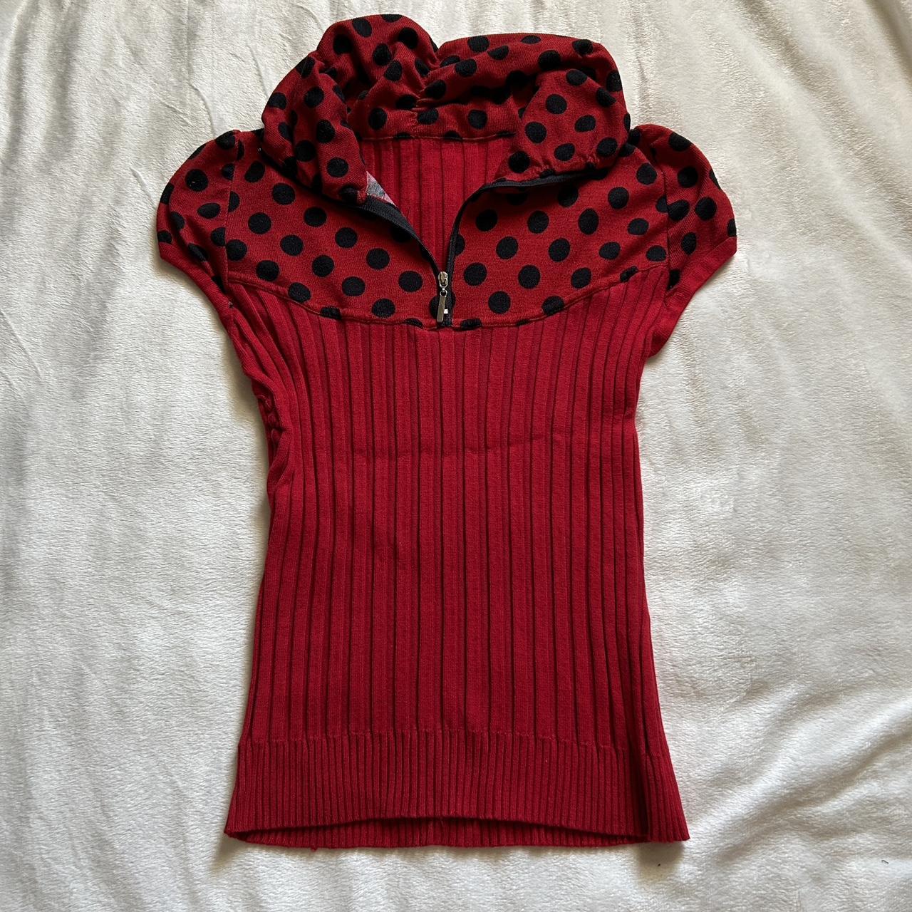 Super cute red and black polka dot top Best fits... - Depop