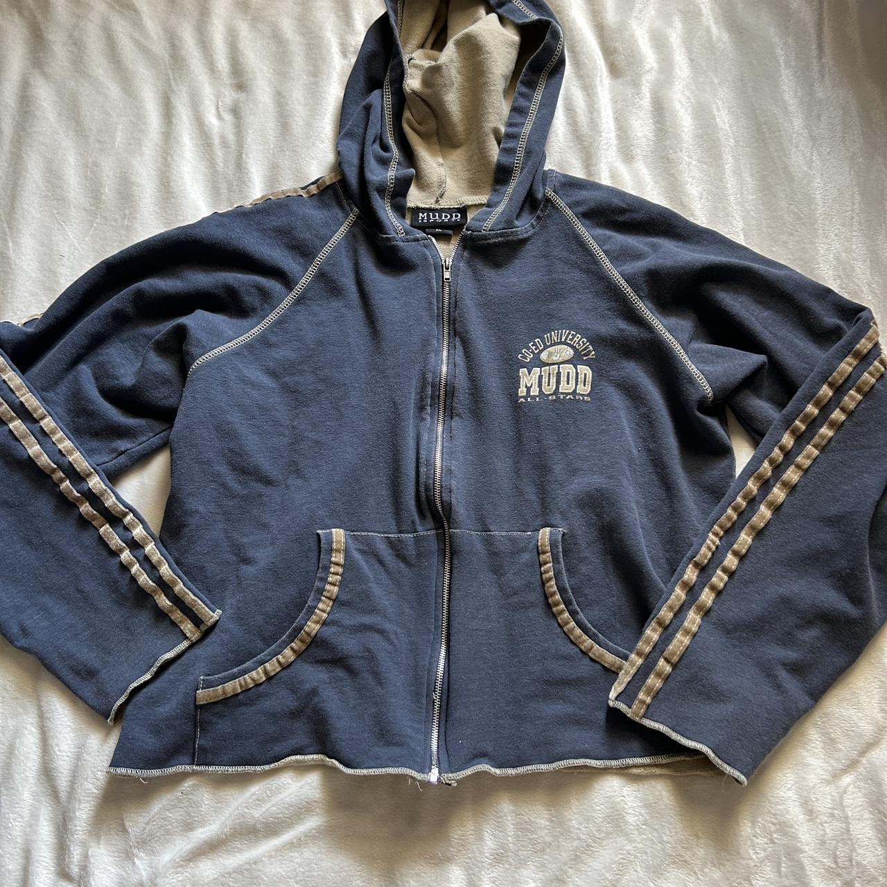 Y2K Mudd blue zip up hoodie Tagged size XL in kids... - Depop