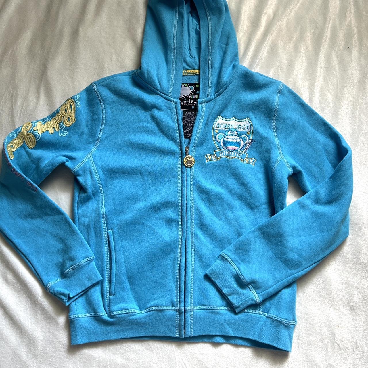 Y2K Bobby Jack baby blue zip up jacket Best fits... - Depop