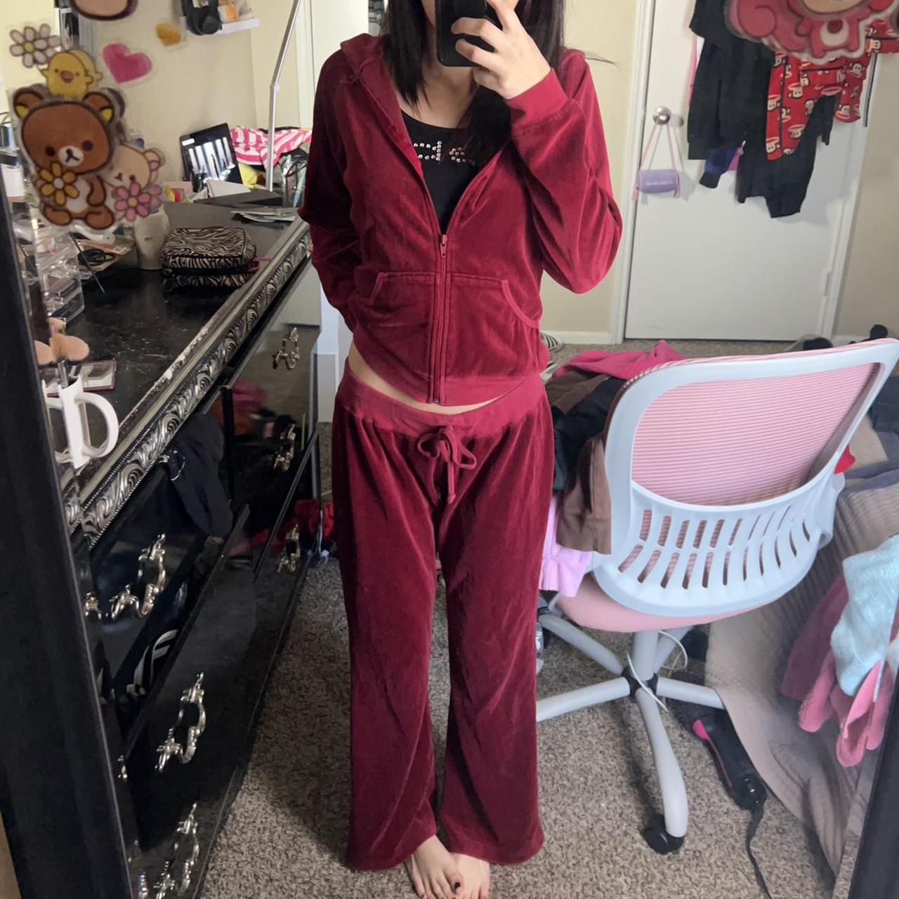 Y2K Velour flared matching tracksuit set in shade... - Depop