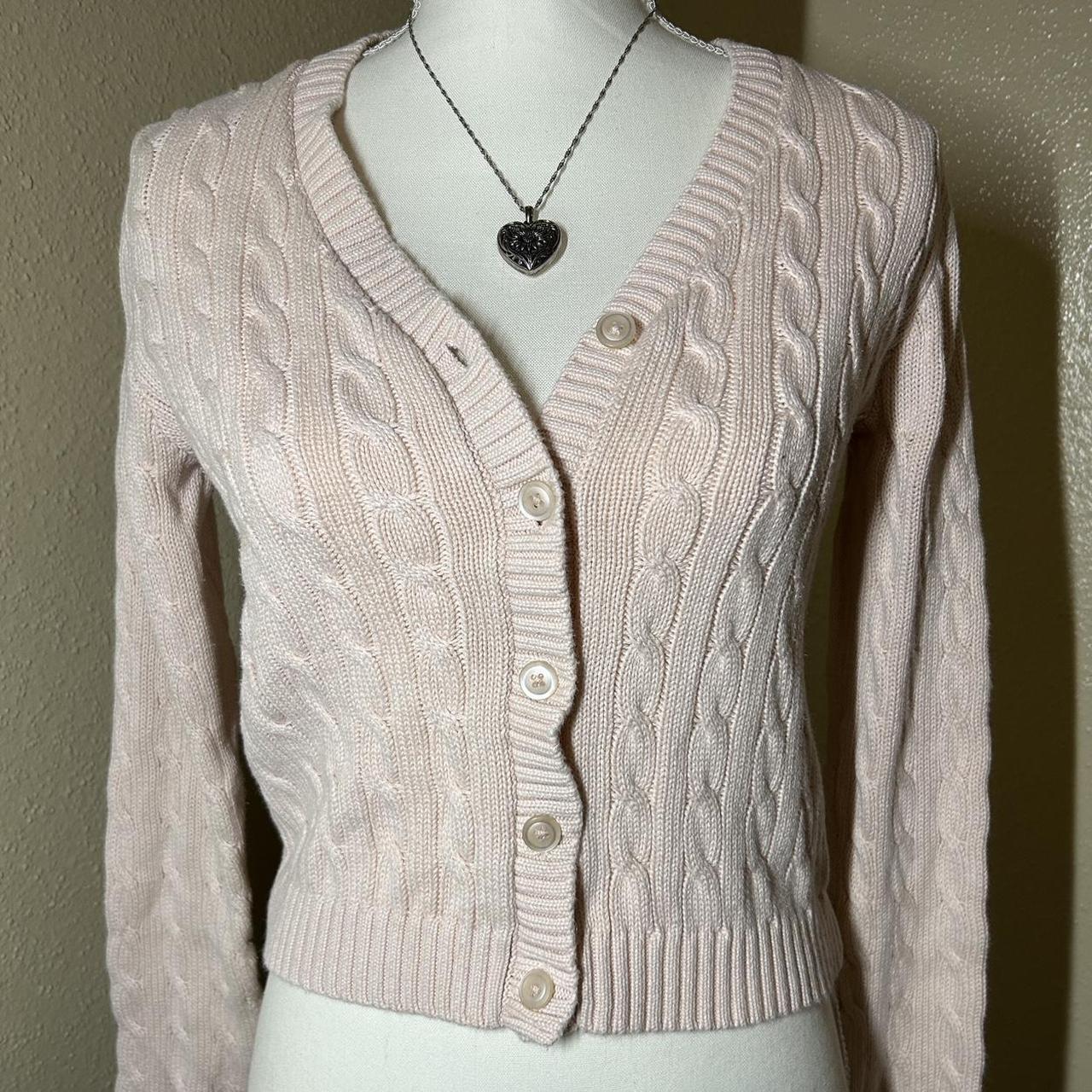Baby pink brandy Melville buttoned sweater - Depop