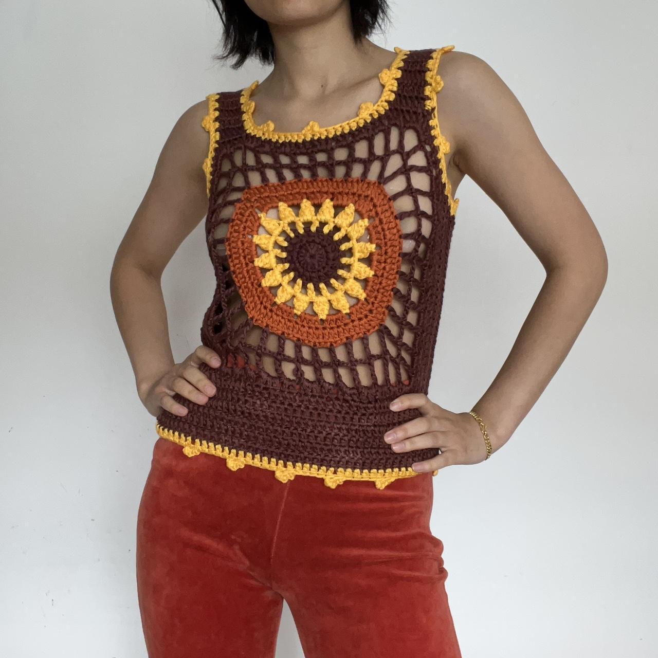 70’s style crochet vest top!! perfect for... - Depop
