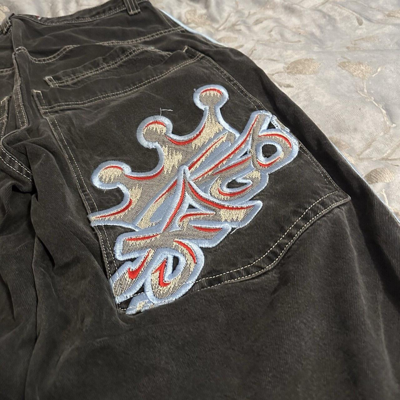 JNCO Jeans Big Crown Side Stripe Black Wide Leg 90's... - Depop