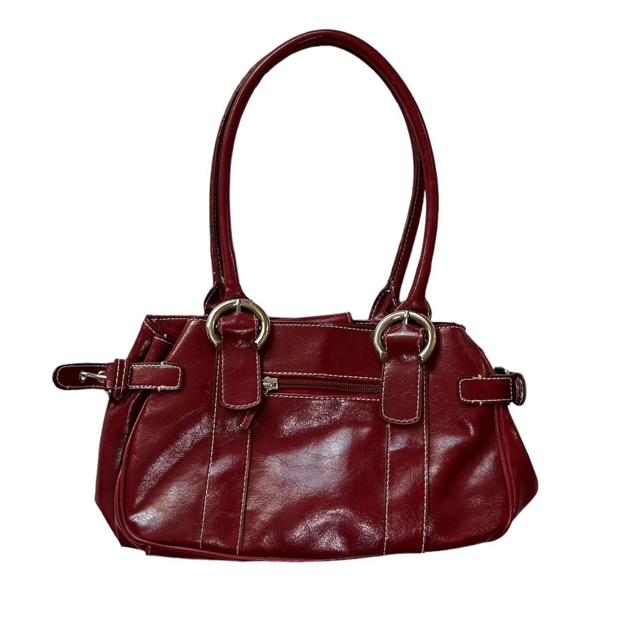 Vintage Y2k red leather shoulder bag Red bags... - Depop