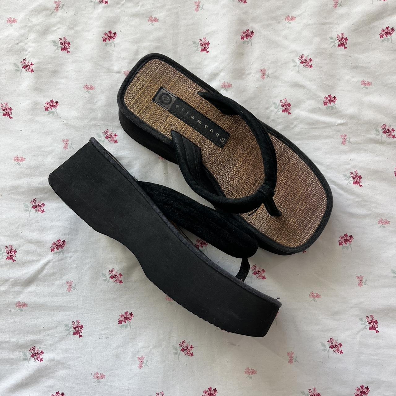 vintage 2000s platform sandals by ellemeno size 8... - Depop