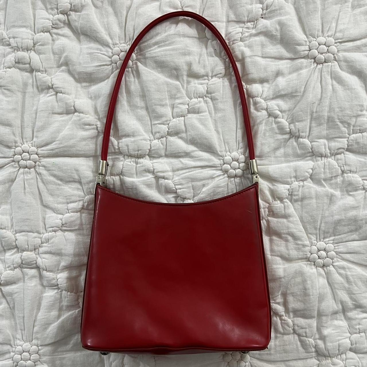 vintage 2000s sleek cherry red shoulder bag so... - Depop