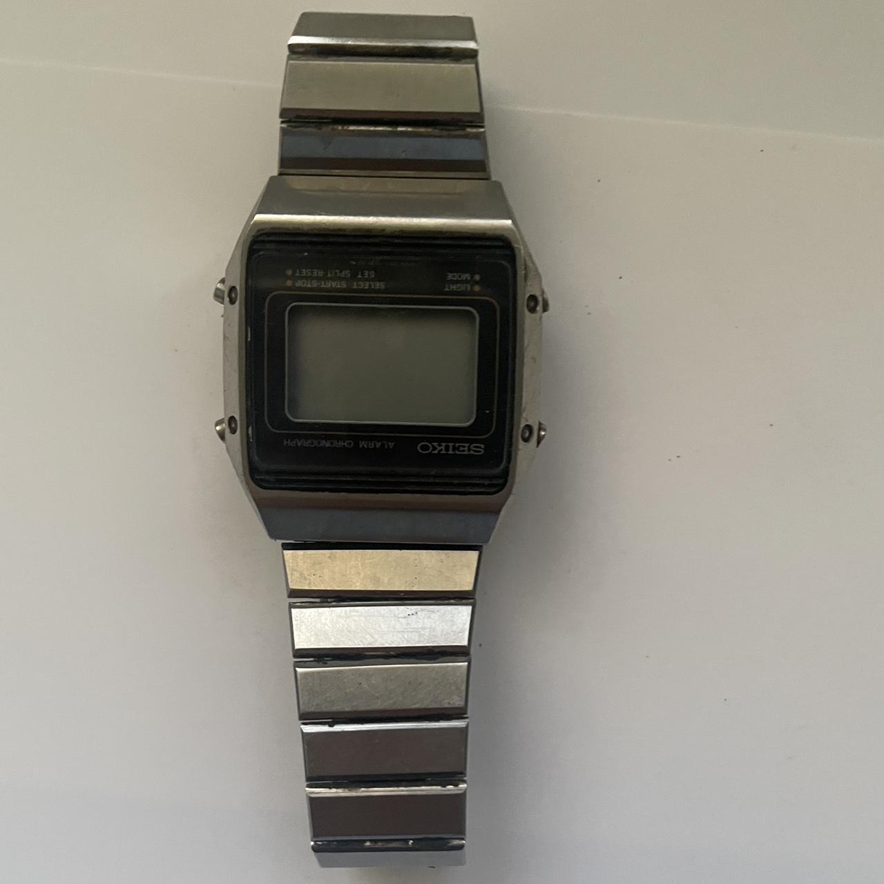 Seiko Digital Watch in black and silver, main screen... | Depop