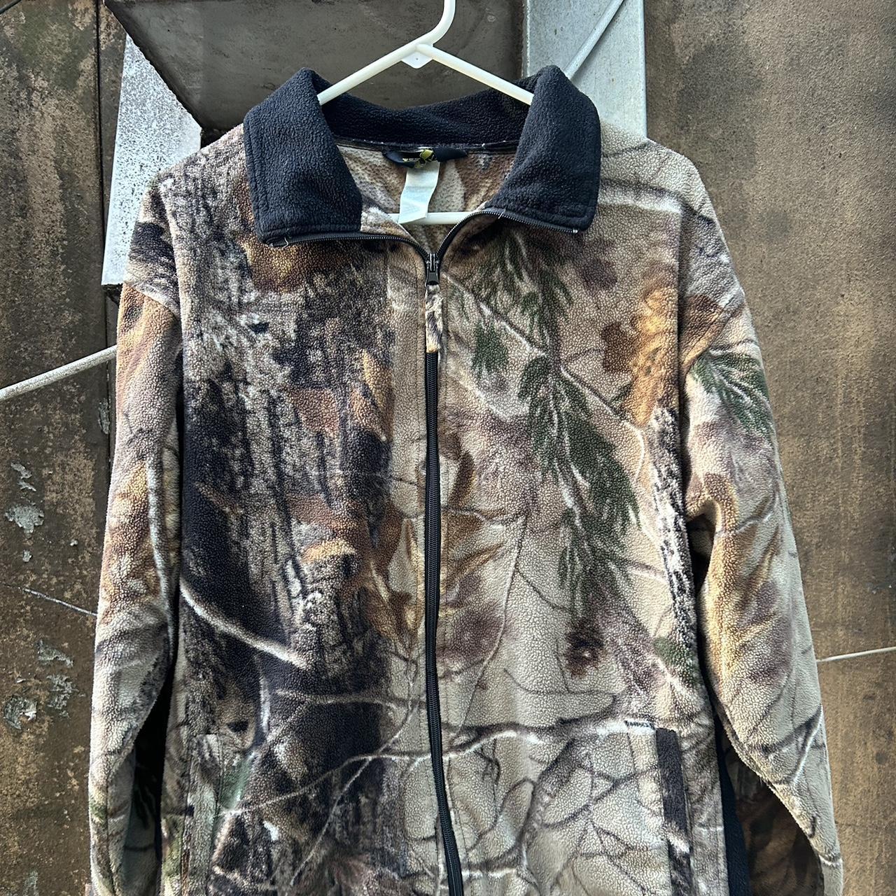 Wood camo zip up jacket Size L No Rips/Stains has... - Depop