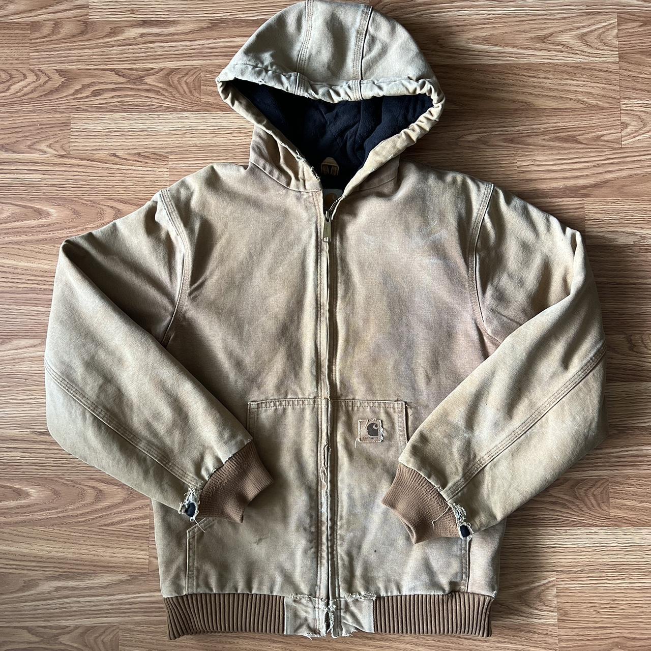 Vintage Thrashed Carhartt Work Jacket size XL kids... | Depop