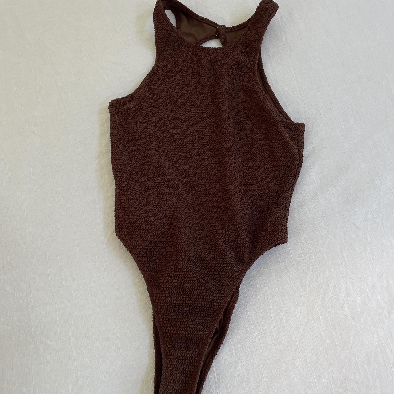 Lightly worn Pacsun one piece swim suit. Brown. Size... - Depop