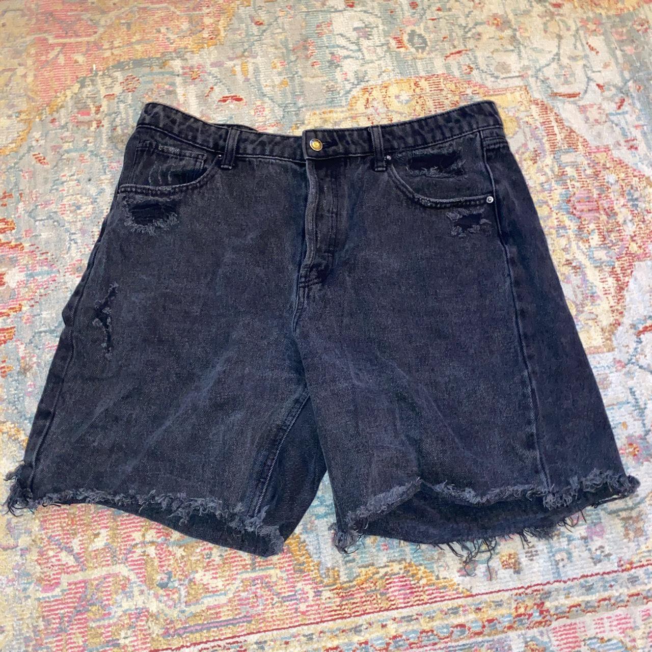 Baggy black denim shorts - Depop