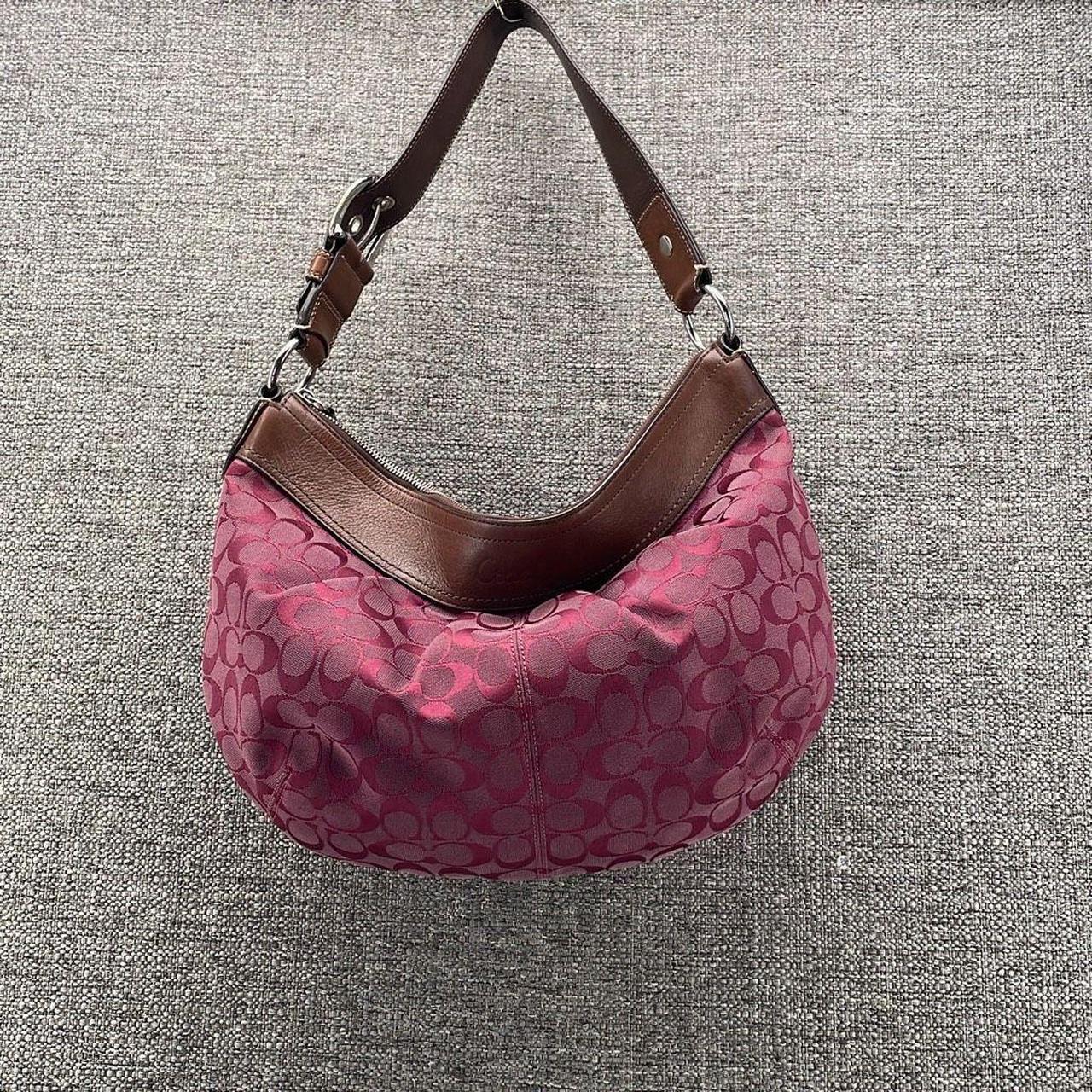 Coach Shoulder Bag Pleated Hobo Medium Raspberry... - Depop
