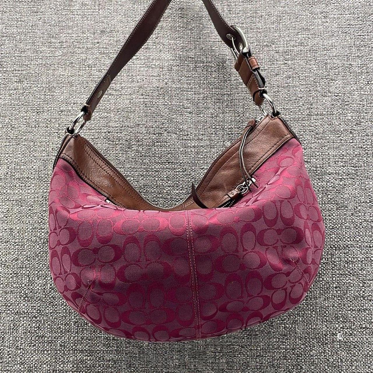 Coach Shoulder Bag Pleated Hobo Medium Raspberry... - Depop