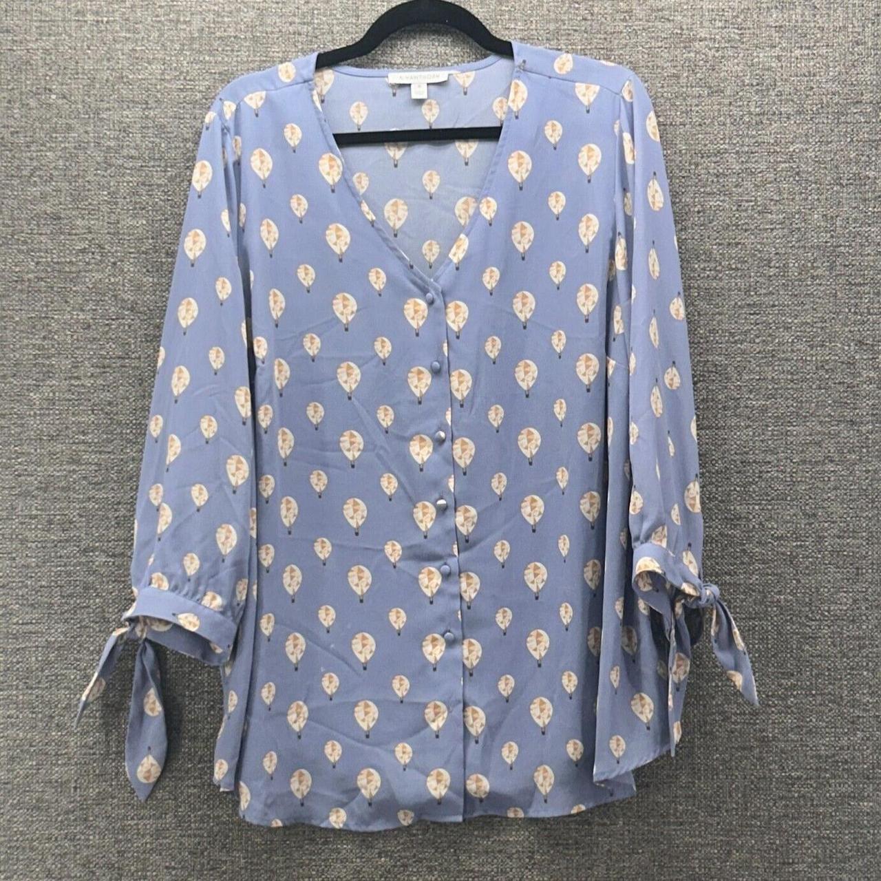 41 Hawthorne Button Up Blouse 2x Light Blue 3/4... | Depop
