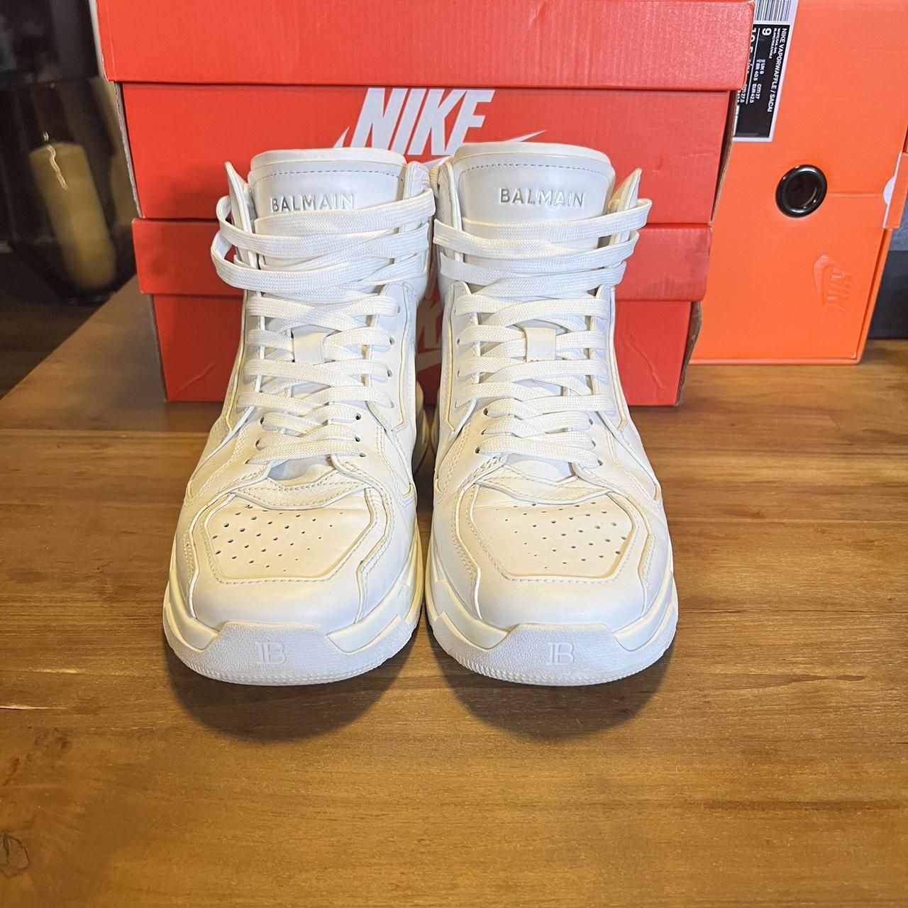 Balmain high top all white footwear incredible... - Depop