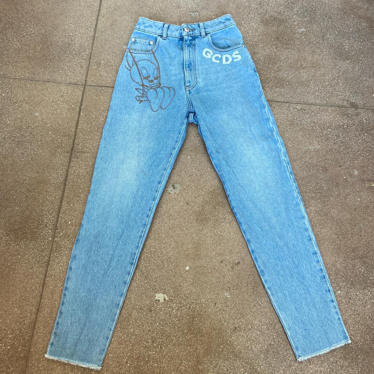 GCDS x Looney Tunes Collab cropped jeans. Embroidery... | Depop