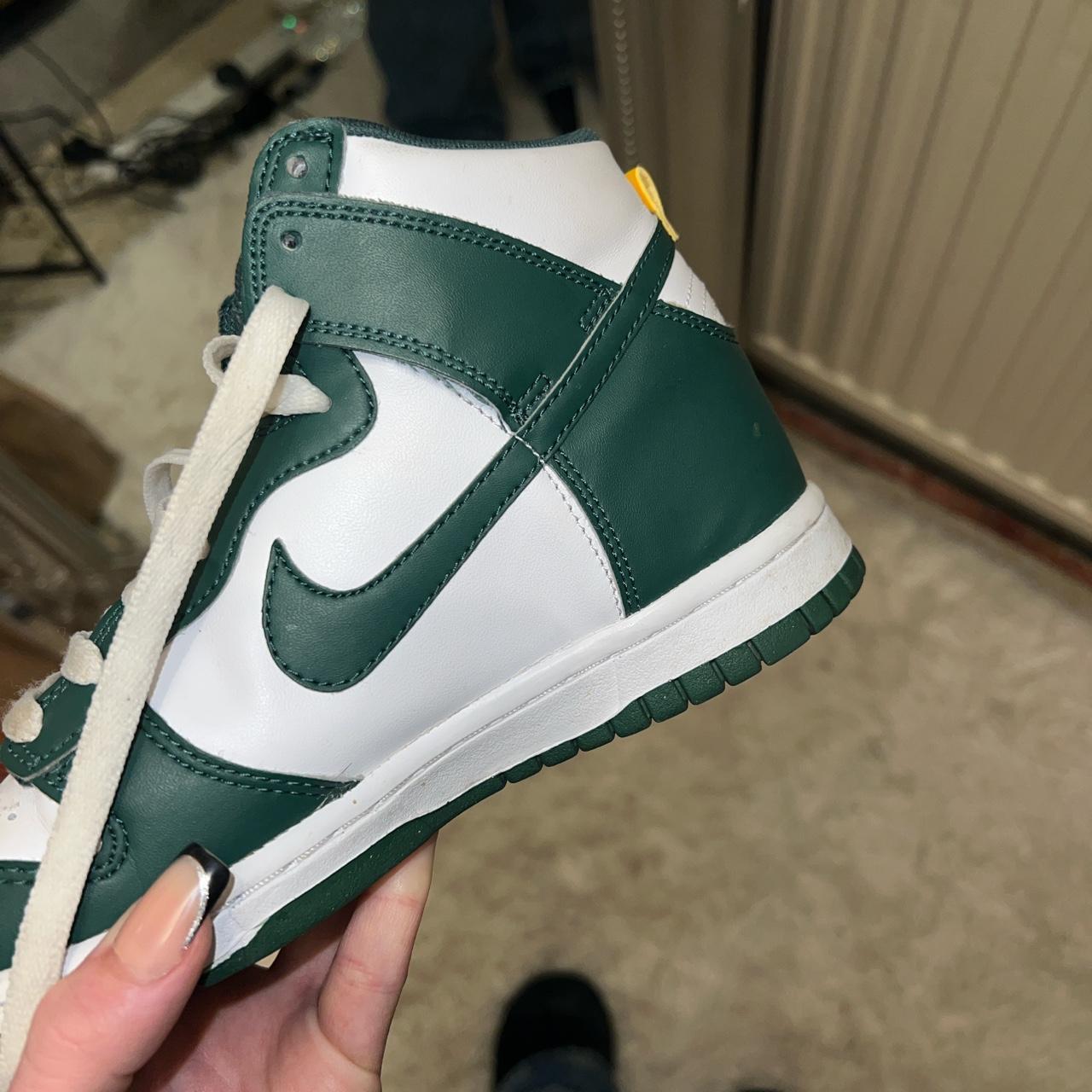 dark green nike dunks size 3.5 too small for me now,... - Depop